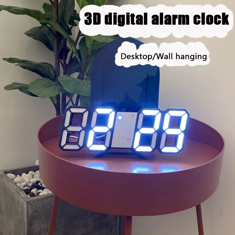 Modern Digital Alarm Clock - 3D LED Desk Clock, Temperature, Date, Time ...