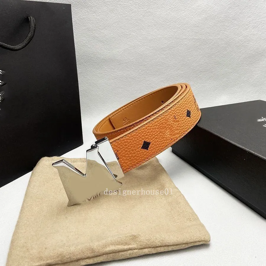 Luxury Genuine Leather Belt Unisex Smooth Alloy Buckle Red Dot Pattern ...