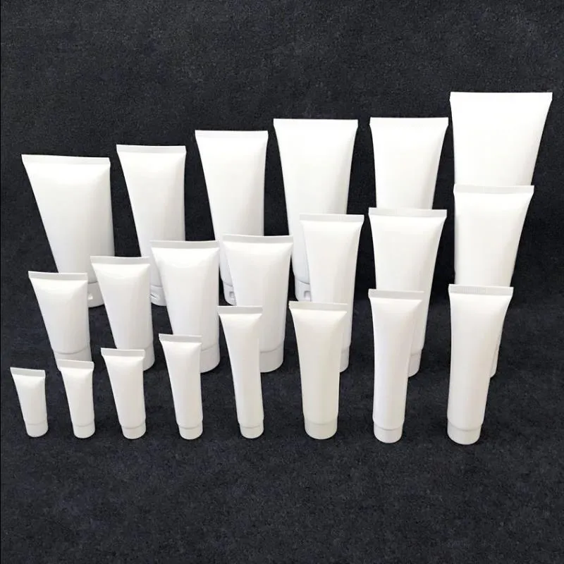 Refillable Travel Size Cosmetic Tubes - Empty White Plastic, Leakproof ...