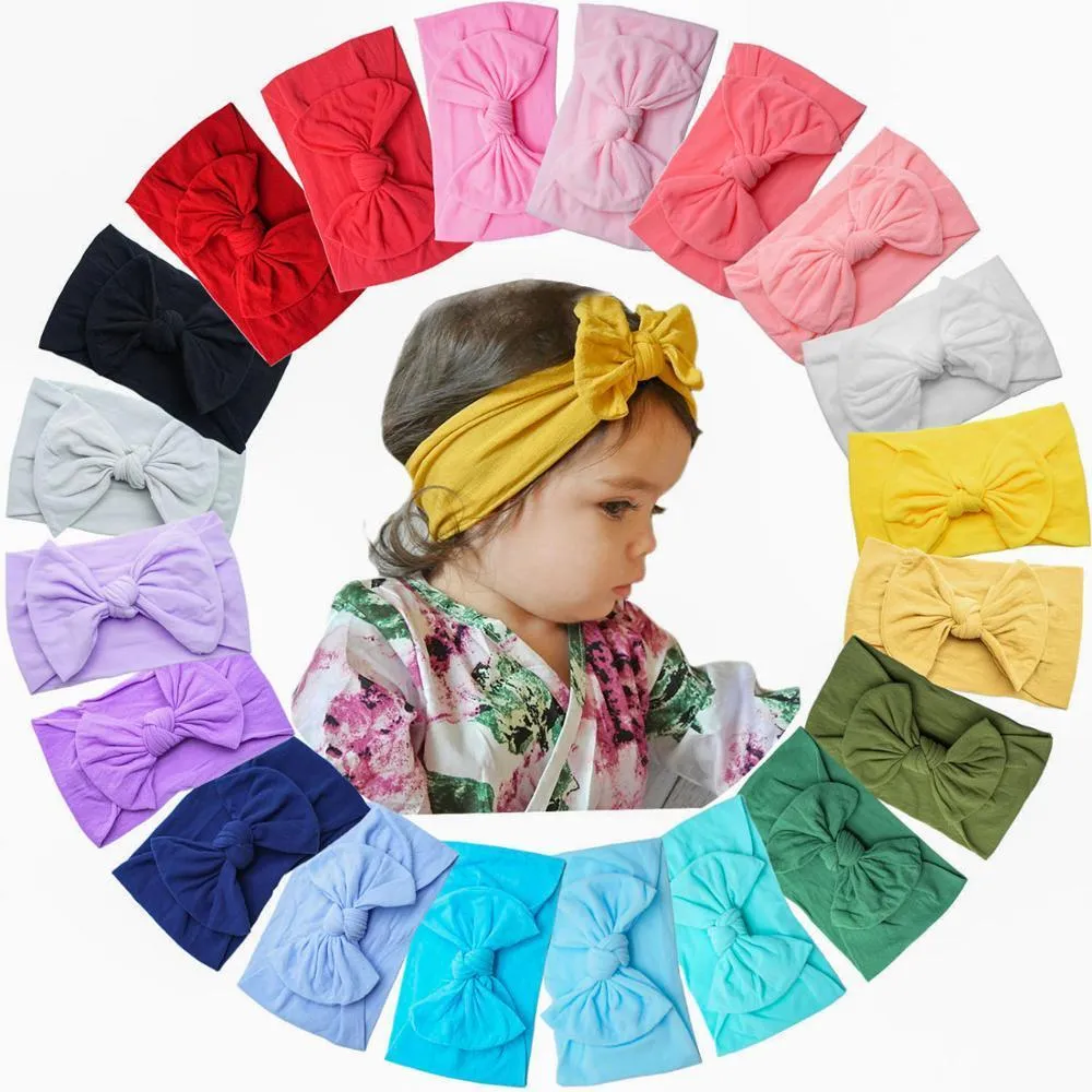 DHgate.com:Infant Headbands 20-Color Set: Soft Nylon Knotted Hair Bows ...