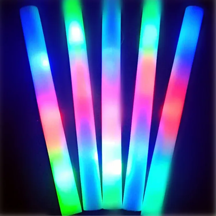 Nuevo LED Glow Sticks Bulk Colorful RGB Glow Foam Stick Cheer Tube Luz ...