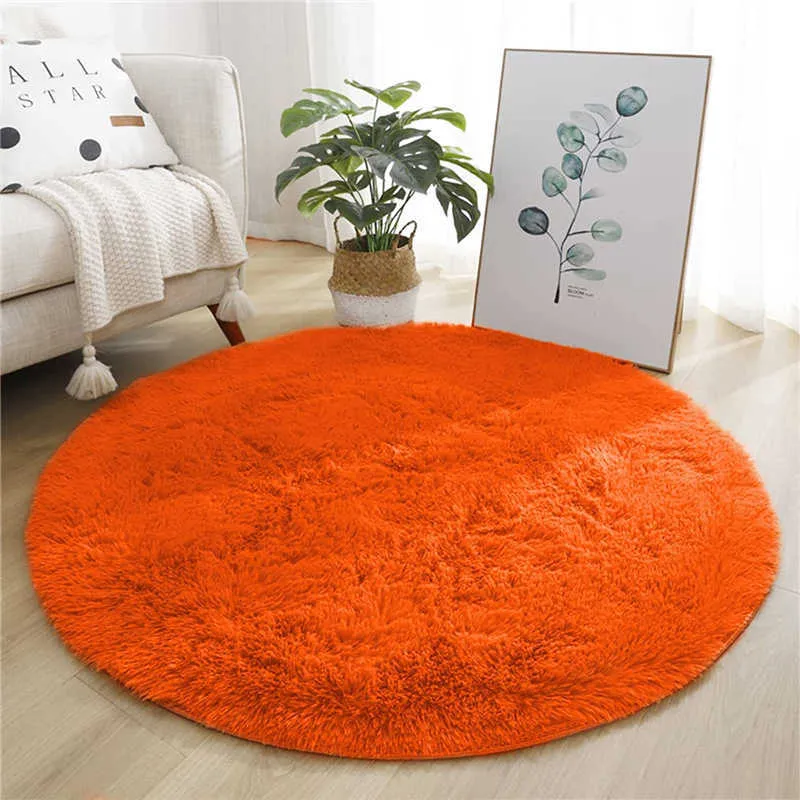 DHgate.com:Cozy Orange Shag Carpet - Fluffy Round Plush Rug for Home ...