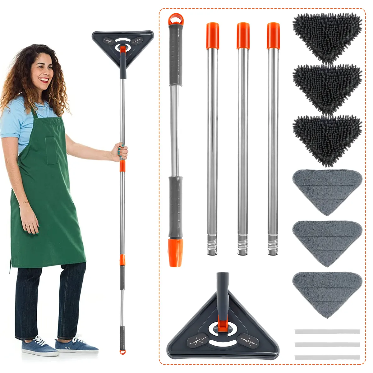 Extendable Triangle Spin Mop Floor Cleaning Tool 360° Rotating Super ...