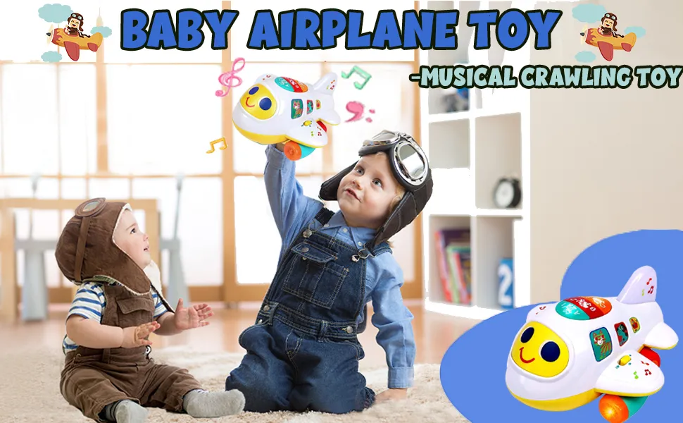 HOLA Baby Crawling Airplane Toy Early Educational Infant Plane With ...
