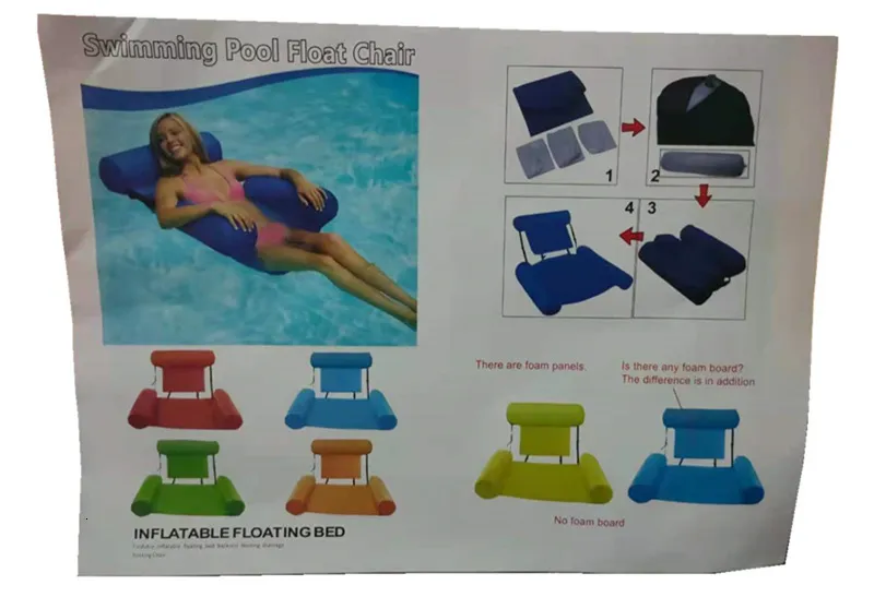 Pool Float Chair Inflatable Lounge Foldable PVC Water Hammock, Swimming ...