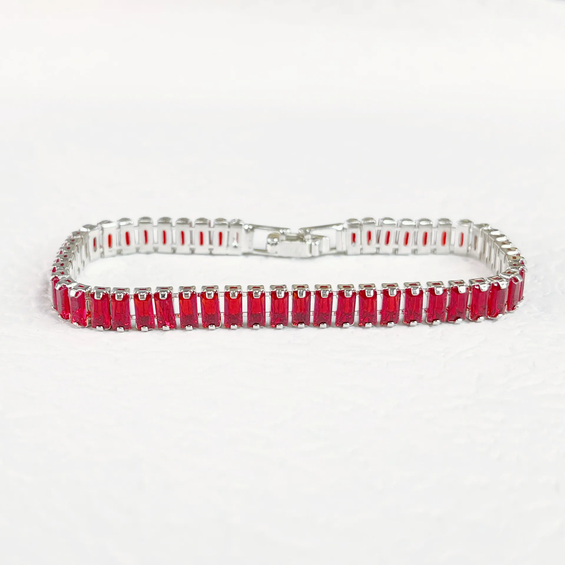 Red Diamond Tennis Chain Bracelet Hip Hop Tide Womens Braceslet With ...