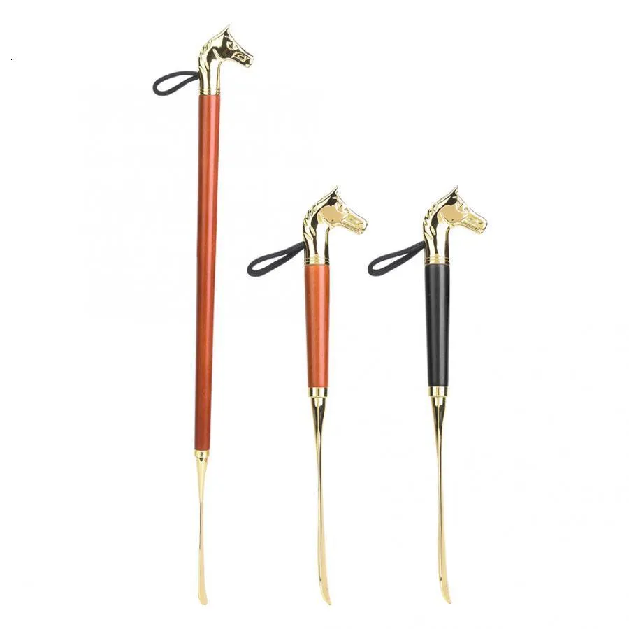 Premium Long Handled Shoe Horn & Brush Set - Beech Wood, Horsehair ...
