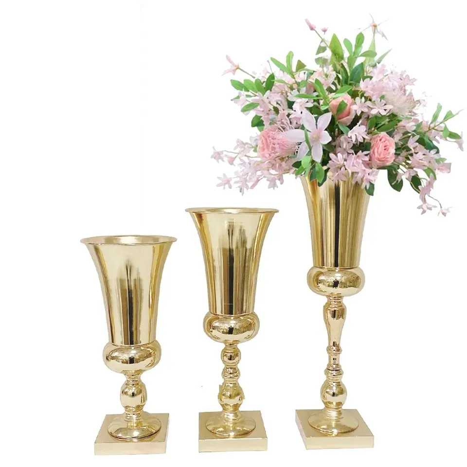 Gold Flower Vases Elegant Metal Vase Centerpieces 40 100cm Tall For