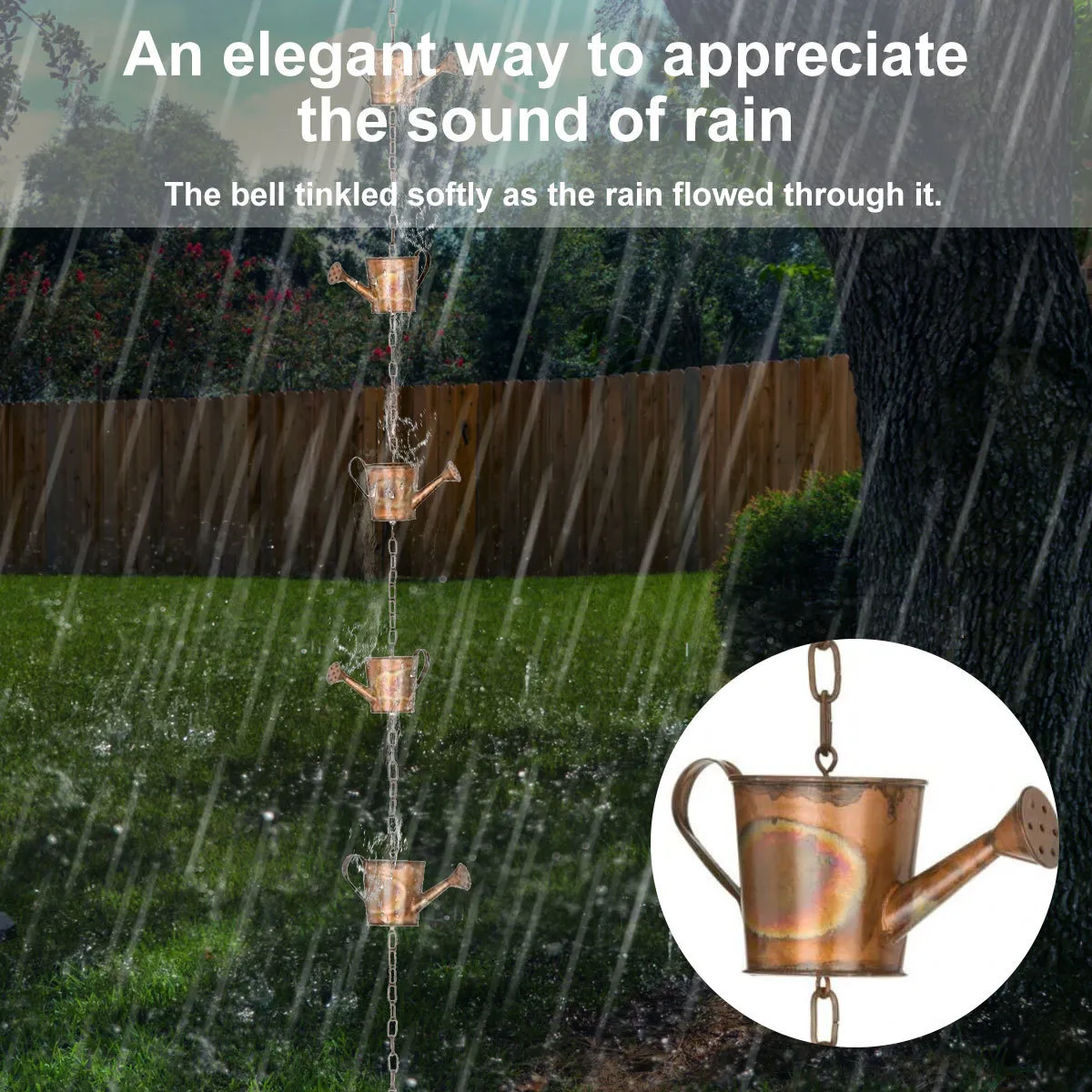 Retro Garden Decor Metal Kettle Rain Chain Decorative Wind Chimes With ...