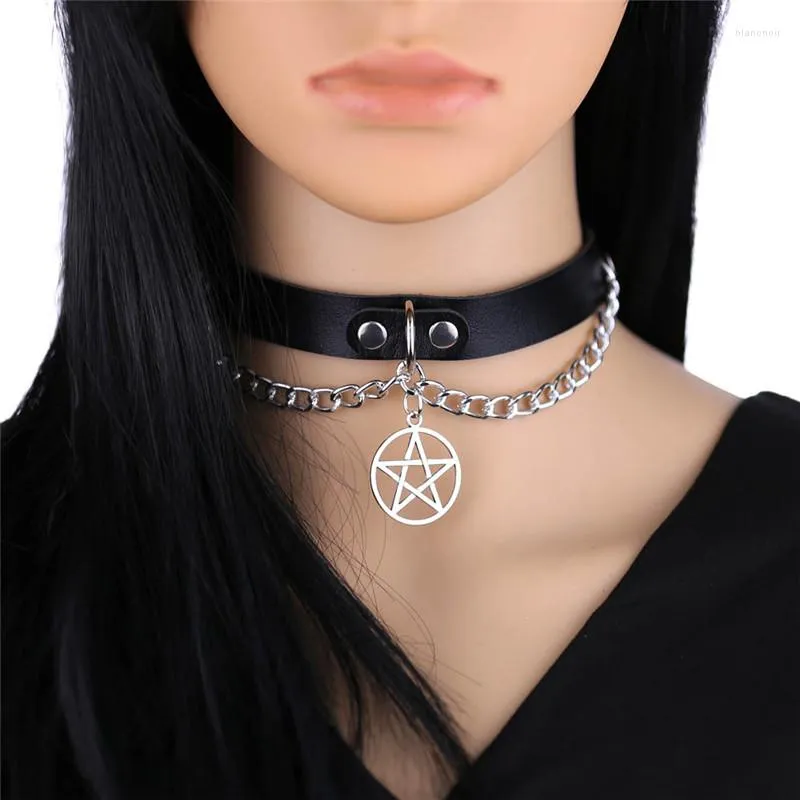 Choker Black Spiked Pentagram Necklace Harajuku Goth Punk Leather Chocker Aesthetic Grunge Girl Collar Fashion Neck Jewelry From Blancnoir 10.27 DHgate.Com