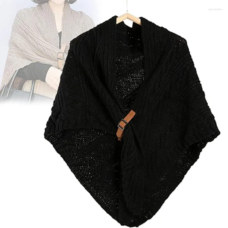 DHgate.com:Warm Knitted Triangle Scarf With Leather Buckle Thickened ...