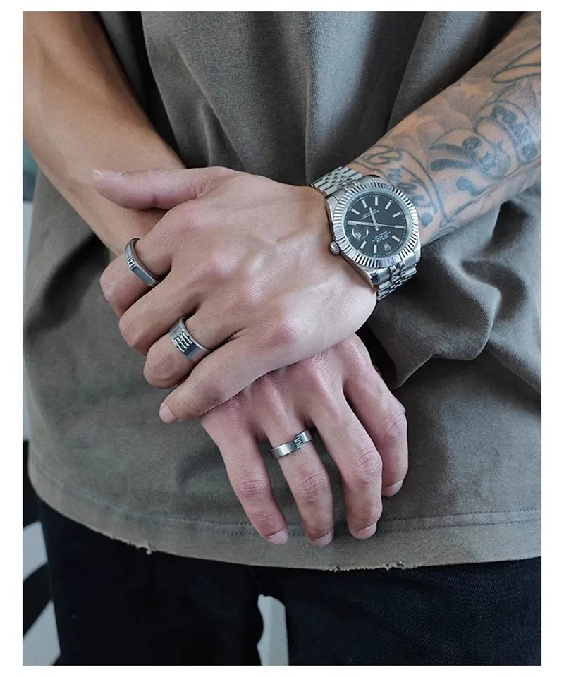 Matching Couple Rings Set - Trend, Light Luxury Cement Grey Crack ...