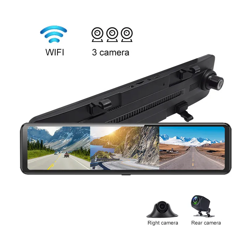 12-inch Rearview Mirror Car DVR with 3 AHD1080P Cameras, G-Sensor, WIFI ...