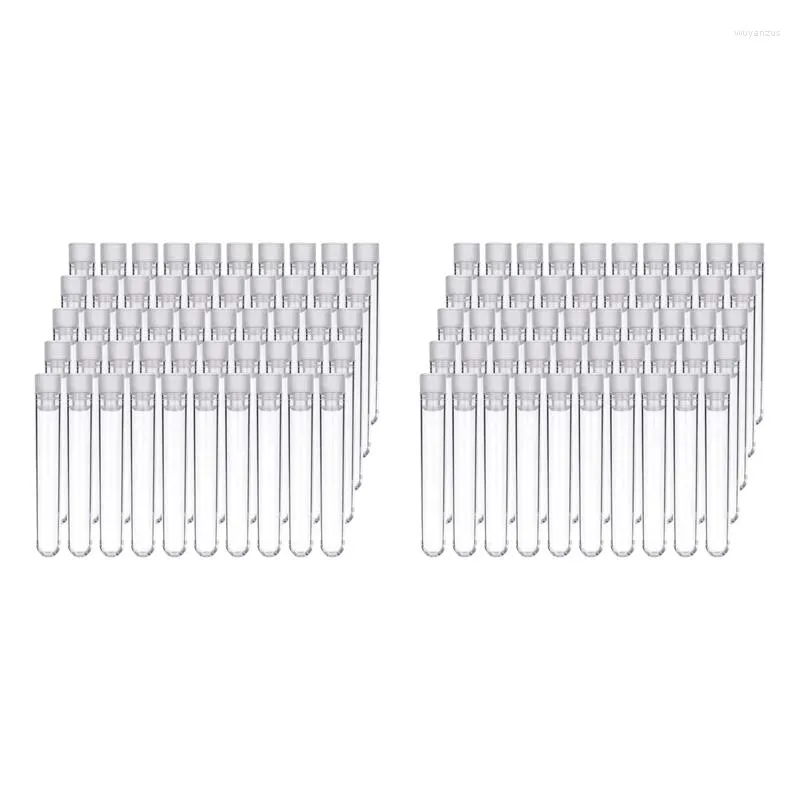 DHgate.com:Clear 12x75mm Plastic Screw Top Sample Containers with White ...