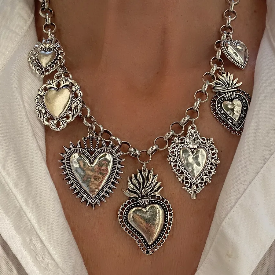 DHgate.com:Adjustable Silver Heart Necklace, Flaming Heart Statement ...