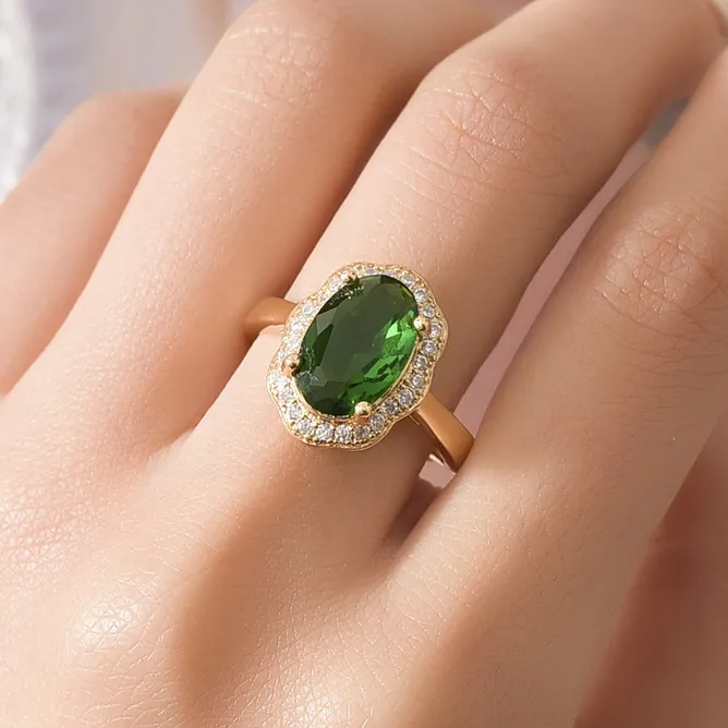 DHgate.com:Exquisite Emerald Tourmaline Zircon Diamond Gold-Plated ...