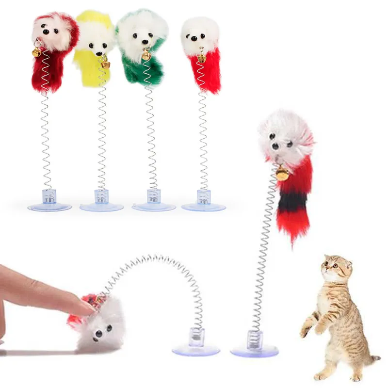 DHgate.com:Pet Cat Toy Suction Cup Spring Mouse With Bell Toys Colorful ...