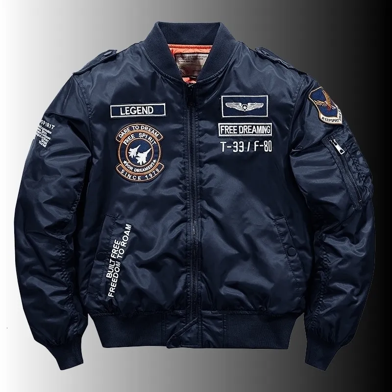 Men's Jackets Winter Hip Hop Thick Warm Jacket Military Motorcycle Ma 1 ...