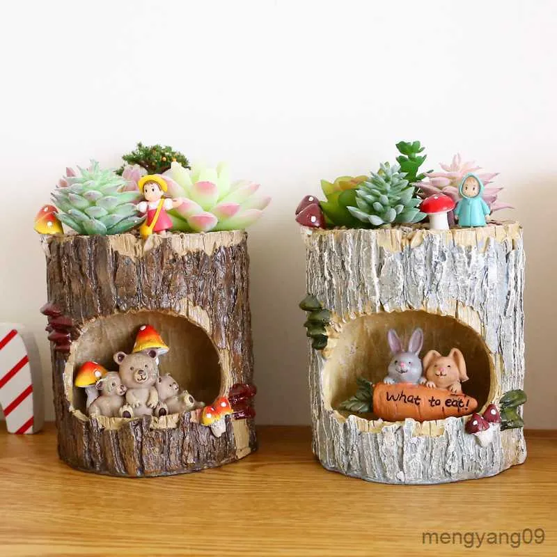 Planters Pots Creative Tree House Animals Flower Pot Succulent Plant ...