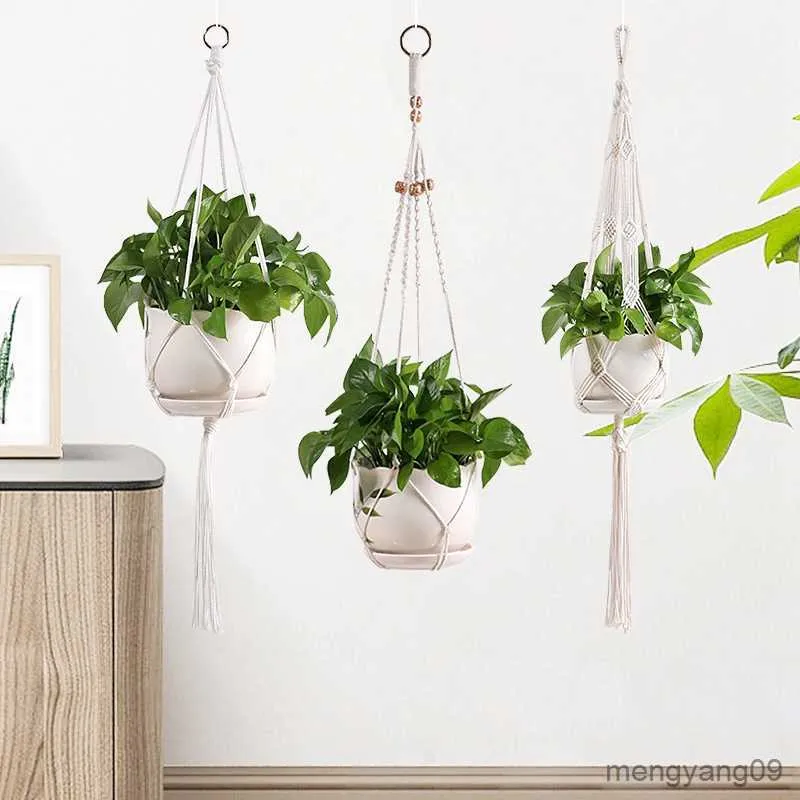 Planters Pots Hanging Plant Basket Flower Pot Hangers Handmade Balcony ...