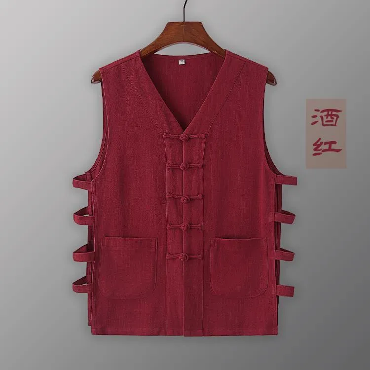 Men's Linen Vest - Summer Casual Waistcoat, Retro Chinese Style ...