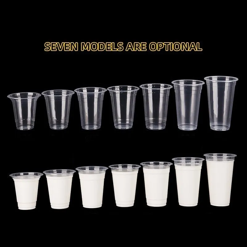 Disposable Plastic Cups with Lids - Clear Milk Tea & Beverage Cups for ...