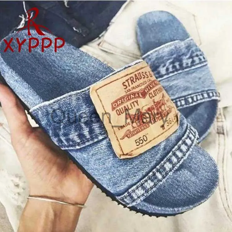 Slippers 2022 NEW Denim Slipper Female Shoes Nonslip Comfortable Summer ...