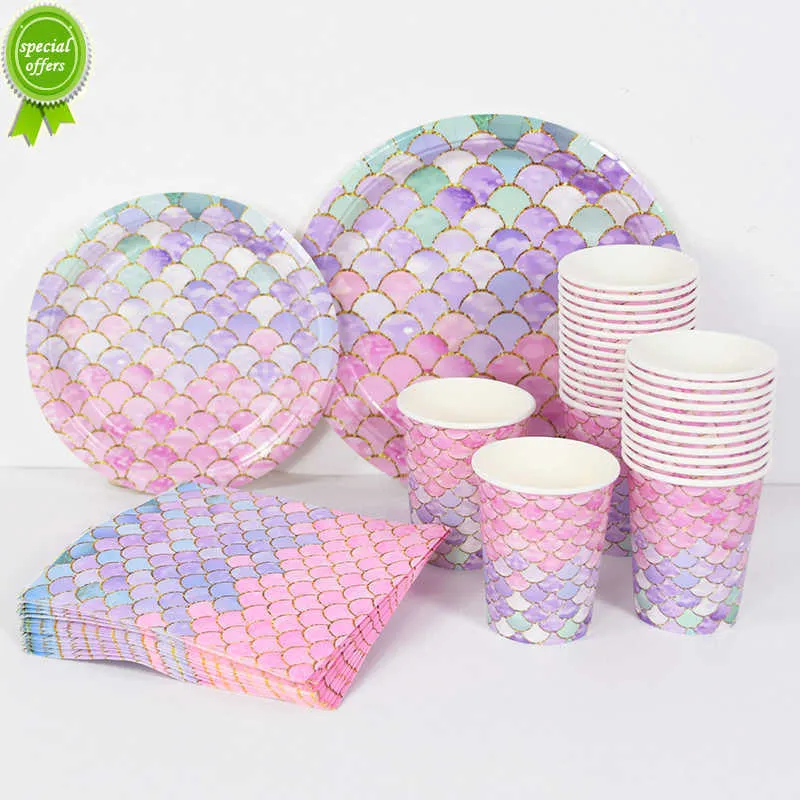 Under The Sea Mermaid Party Tableware Set For Girls Includes Paper ...