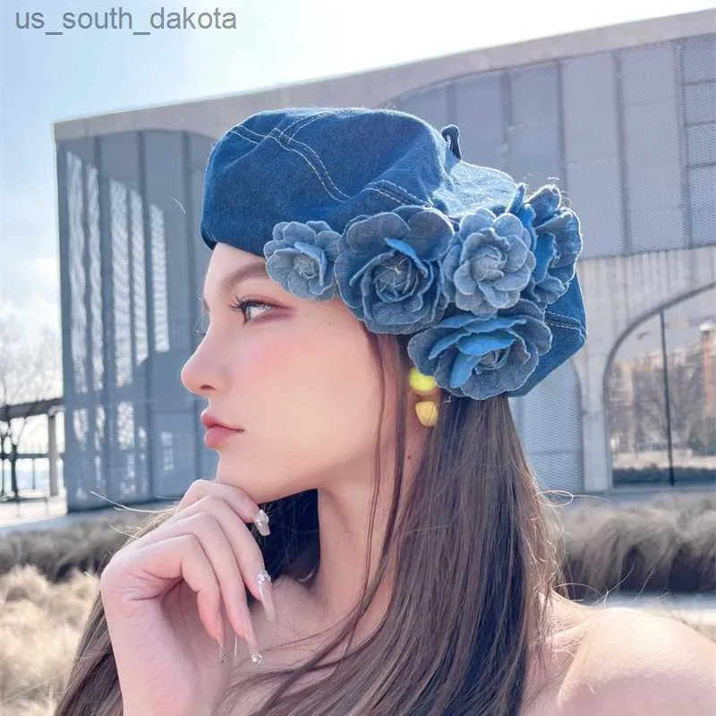 DHgate.com:Womens Denim Camellia Designer Beret, Spring and Summer ...