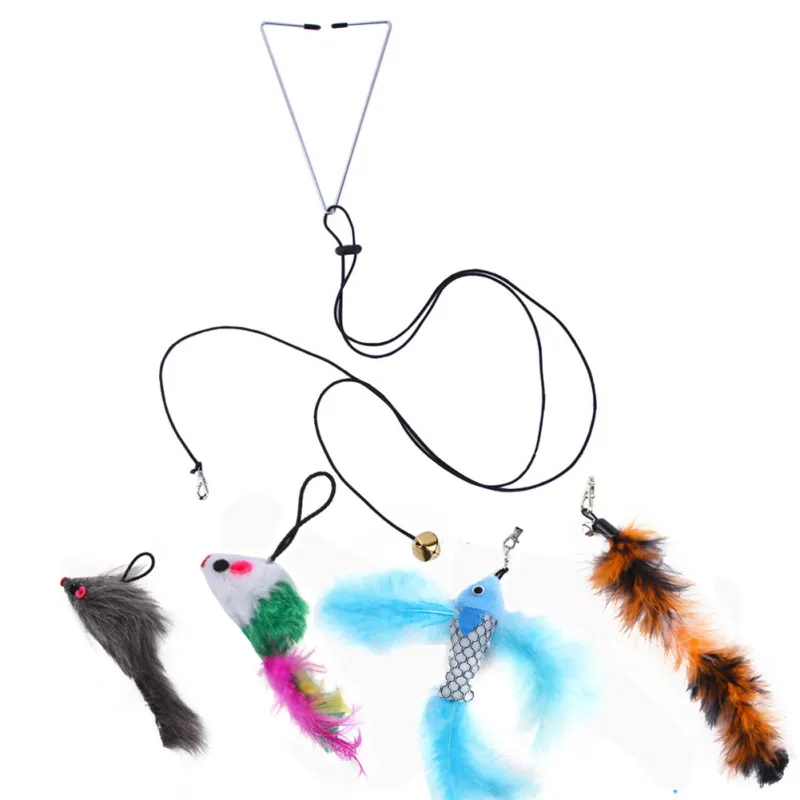 DHgate.com:Cat Door Hanging Plush Mouse Toy with Retractable Scratch ...
