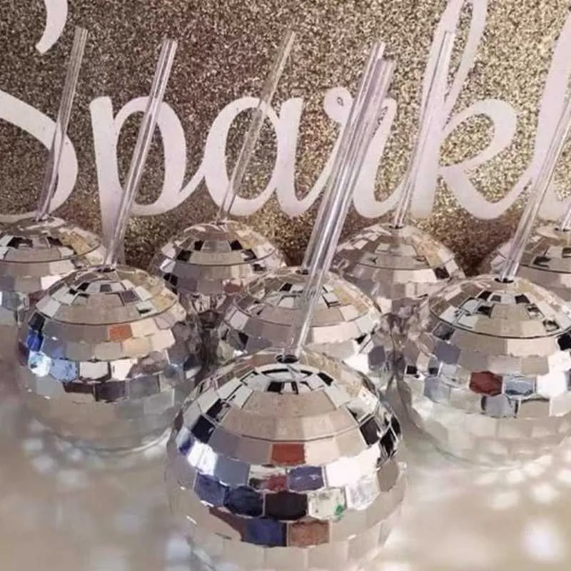 5-Piece disco ball mirror ball Cup Set with Straw for Bachelorette, Hen ...