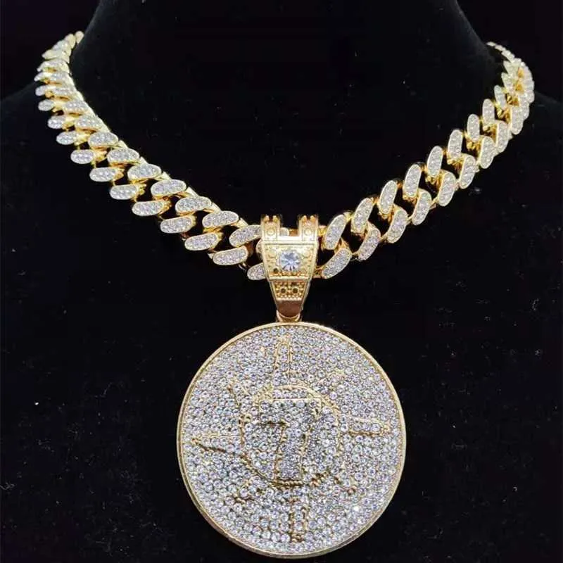 Pendant Necklace with 13mm Miami Cuban Chain for Men and Women, Silver ...