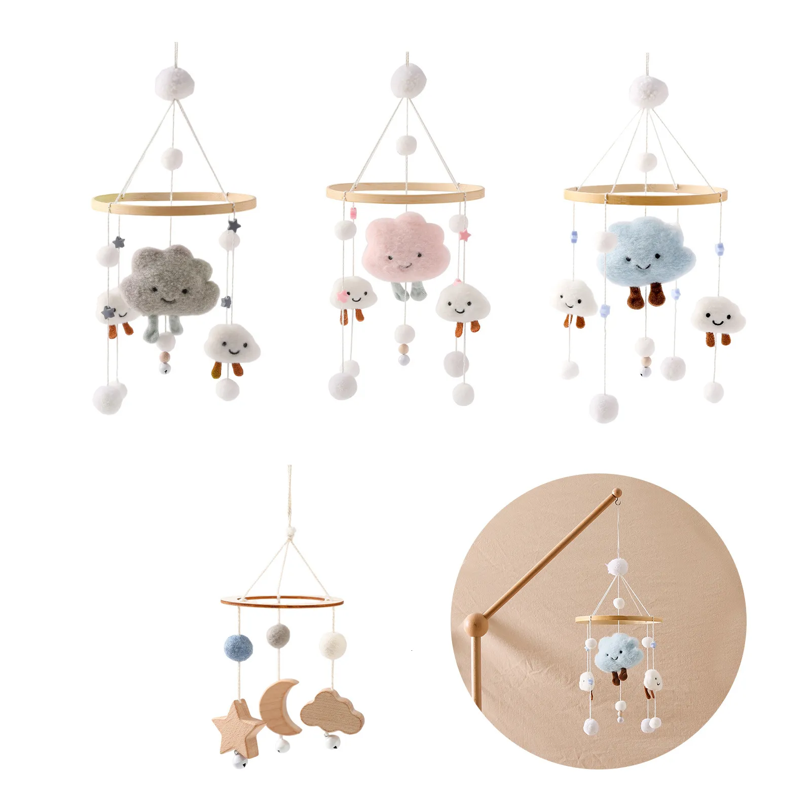 Baby Mobile with Wooden Rattles - Musical Crib Mobile for Newborns 0-12 ...