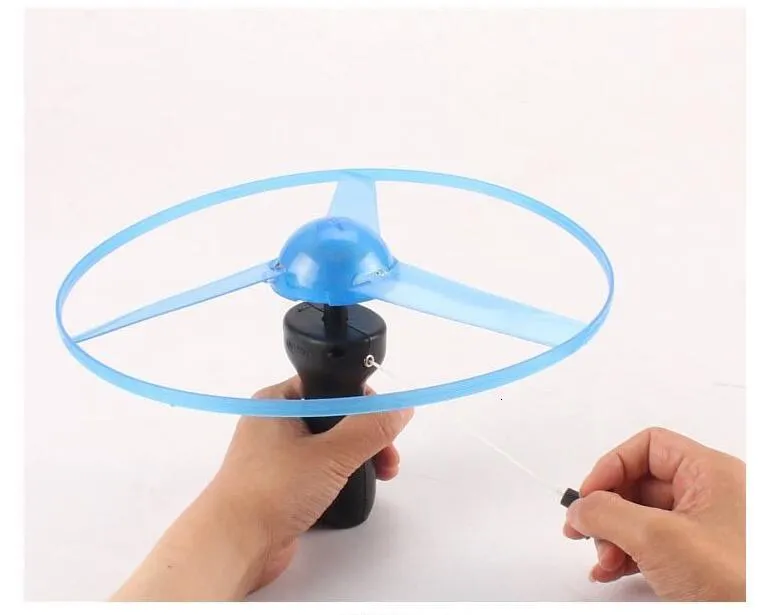 LED Flying Disc Propeller Target Helicopter Toy Set With Pull String ...