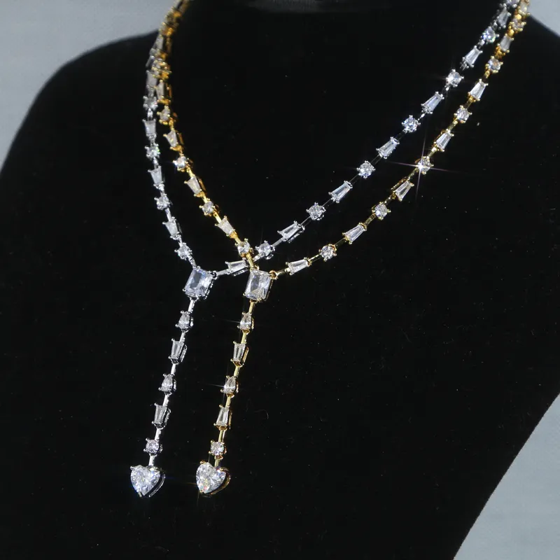 Sexy Heart Water Drop Stone Pendant Necklace 5A Cubic Zirconia Tennis ...
