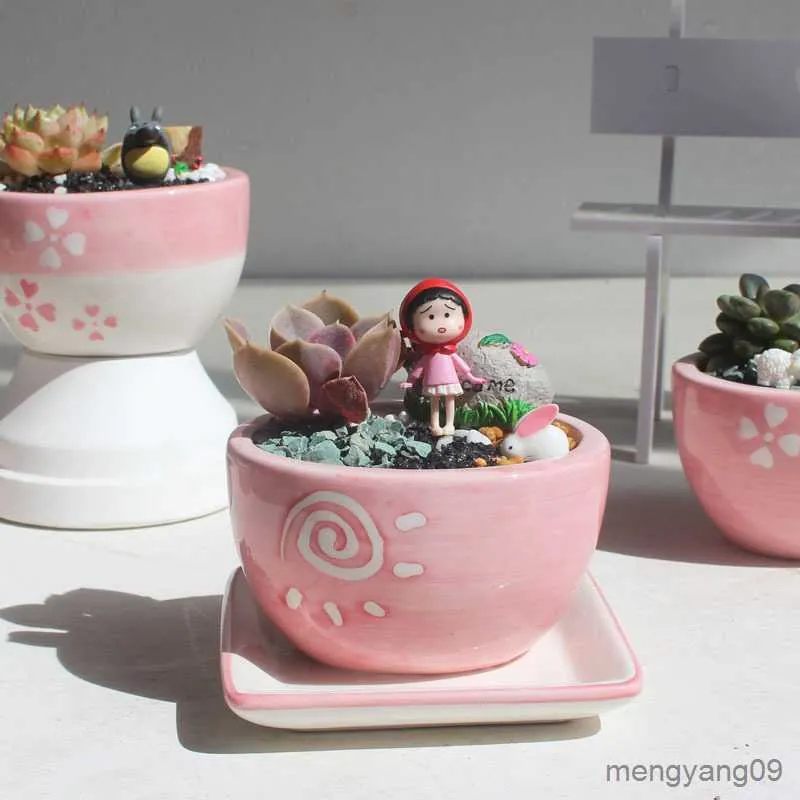 DHgate.com:Cute Cartoon Ceramic Flower Pots Mini Air Plant Containers ...