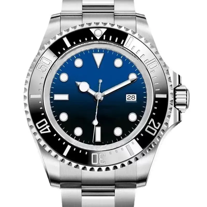 Waterproof Mechanical Blue Watch With Black And Blue Ceramic Bezel ...