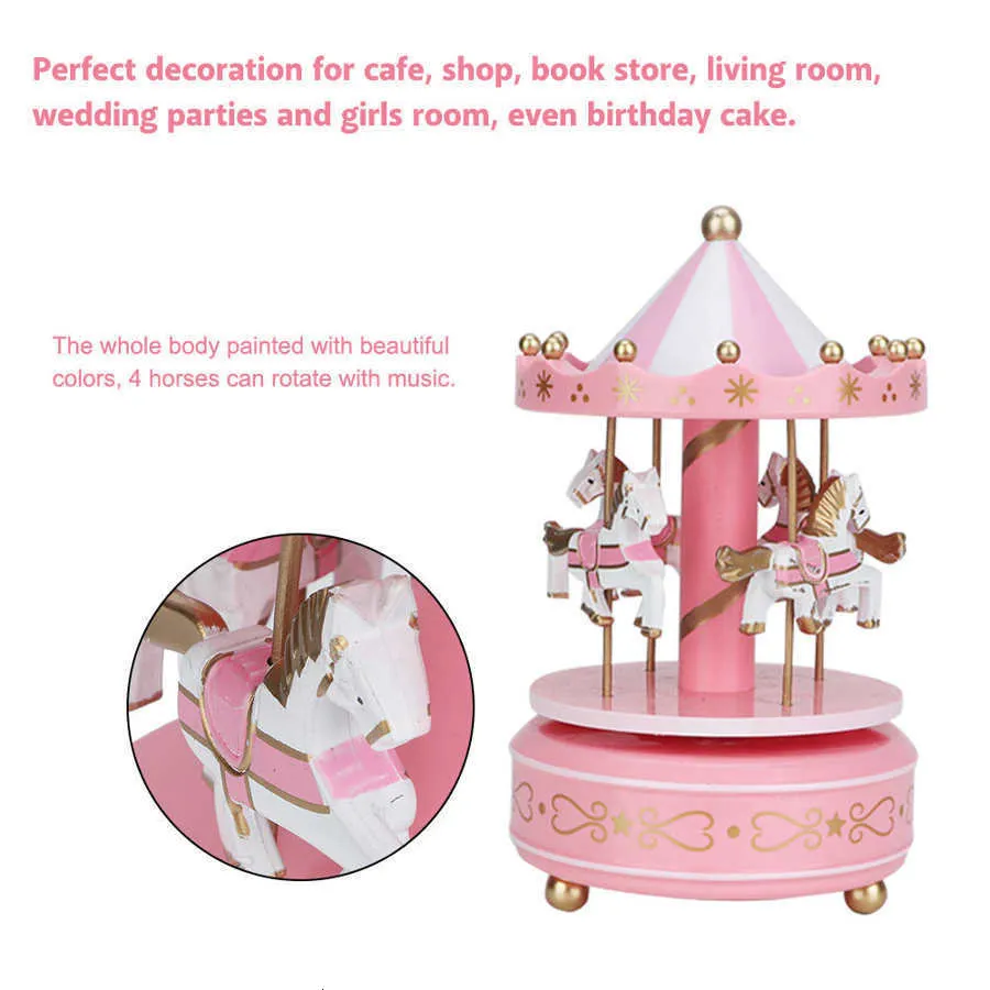 Charming Carousel Music Box - Wooden Horse Merry-Go-Round, Roundabout ...
