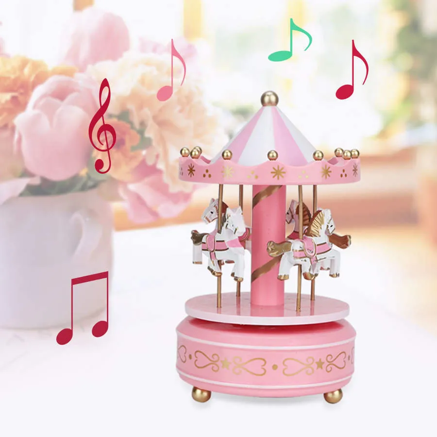Charming Carousel Music Box - Wooden Horse Merry-Go-Round, Roundabout ...