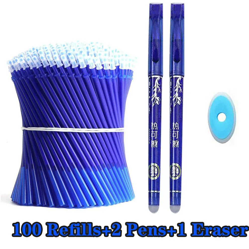 Wholesale Ballpoint Pens 100 Refills 2 Erasable Pens 1 Eraser Set 0.5mm ...