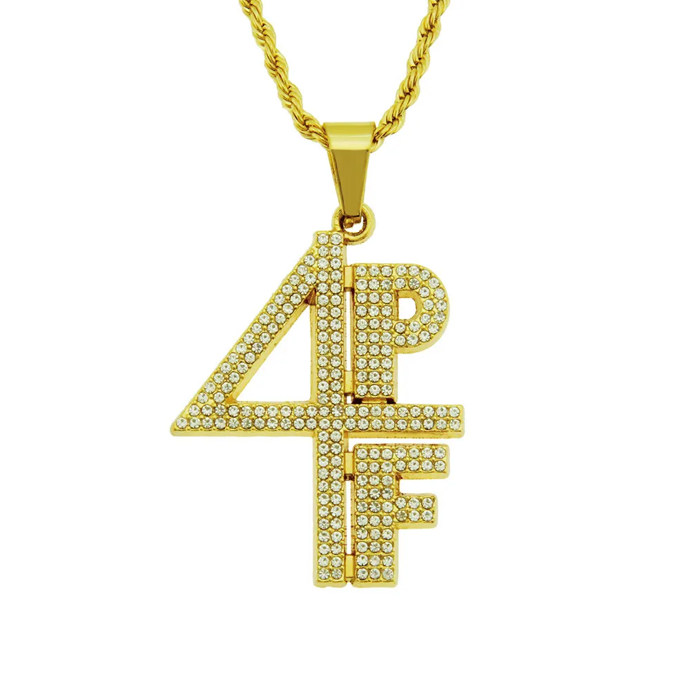 Shiny Diamond Hip Hop Rapper Necklace With 4PF Letters And Creative ...