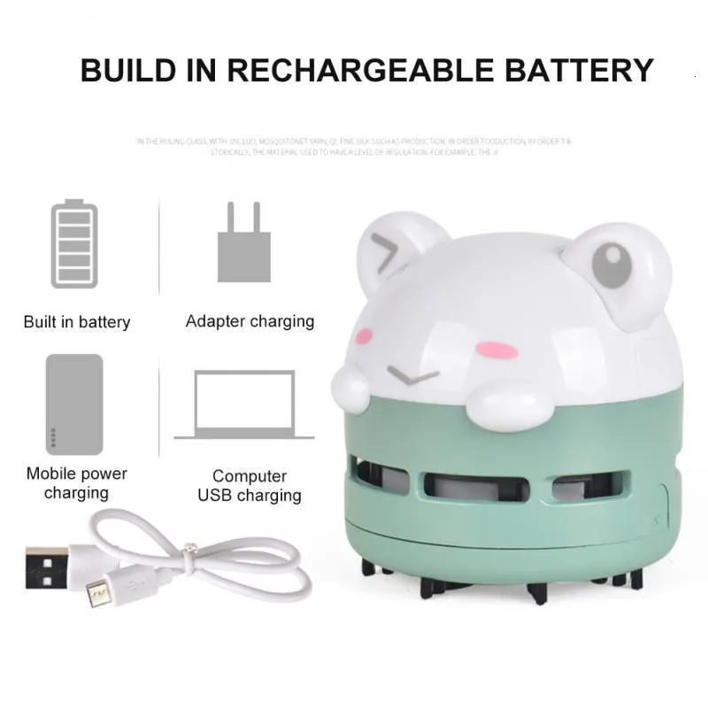Cute Bear Mini Sweeper: Portable Hand Push Vacuum Cleaner, Wireless ...