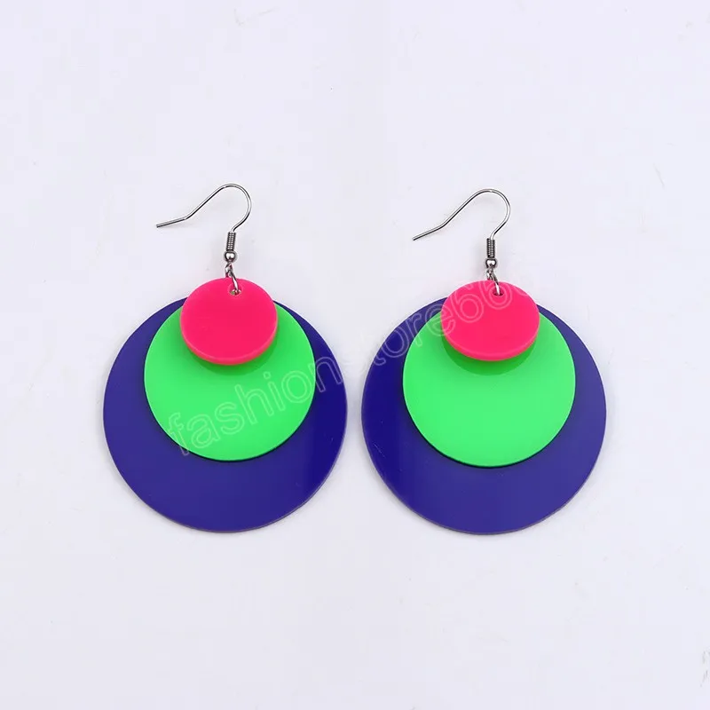 Big Colorful Earrings: Acrylic Round Drop Earrings For Women ...