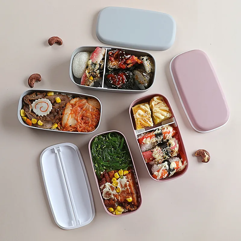 DHgate.com:Double Layer Bento Lunch Box Plastic Sealed Leakproof Food ...