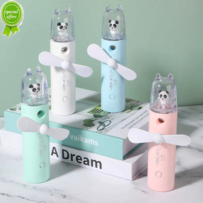 Rechargeable Hand Fan With Water Mist: Portable Cartoon Humidifier Fan ...