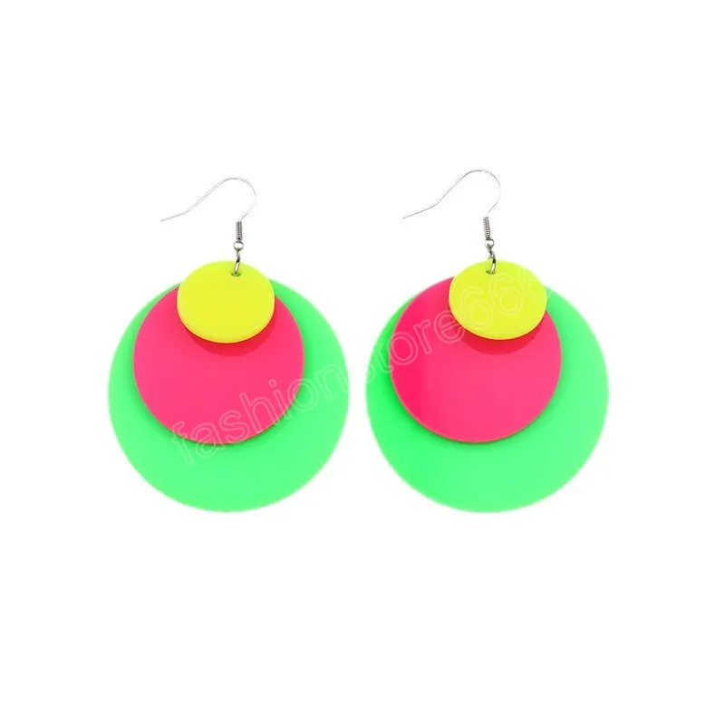 Big Colorful Earrings: Acrylic Round Drop Earrings For Women ...