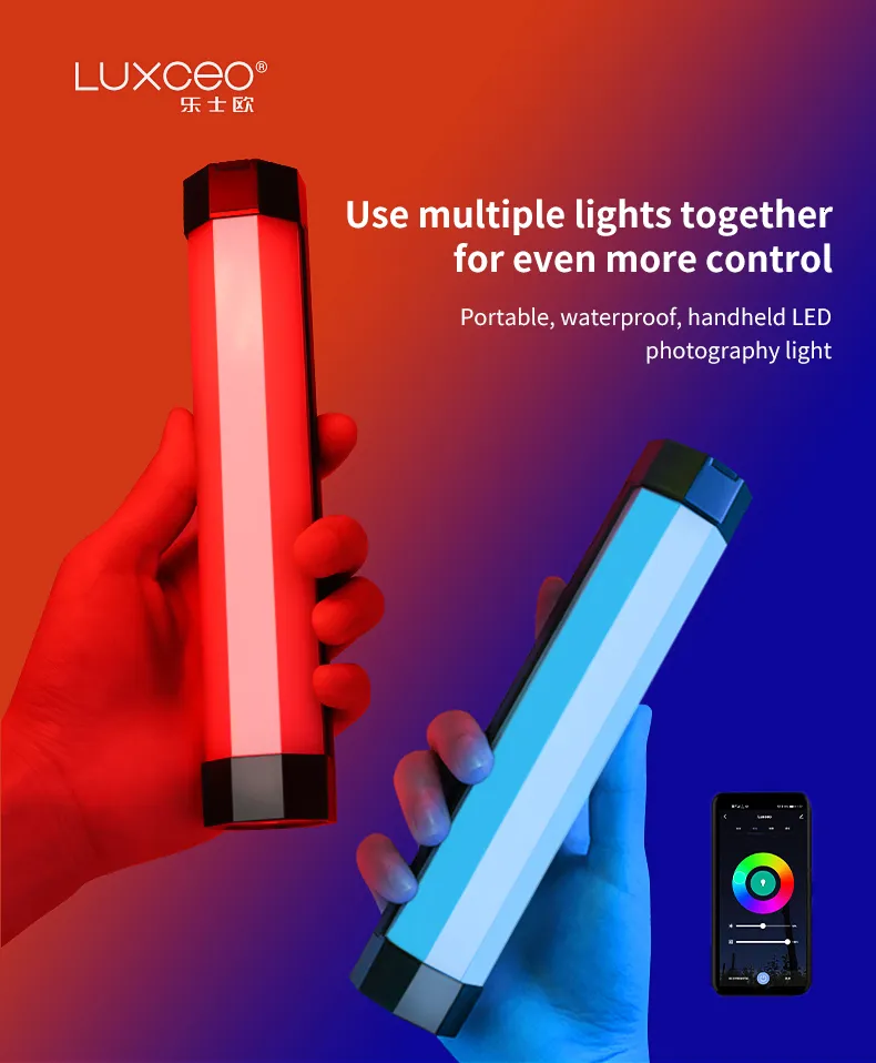 LED Light Sticks LUXCEO P200 LED Pography Light Handheld RGB Light Tube ...