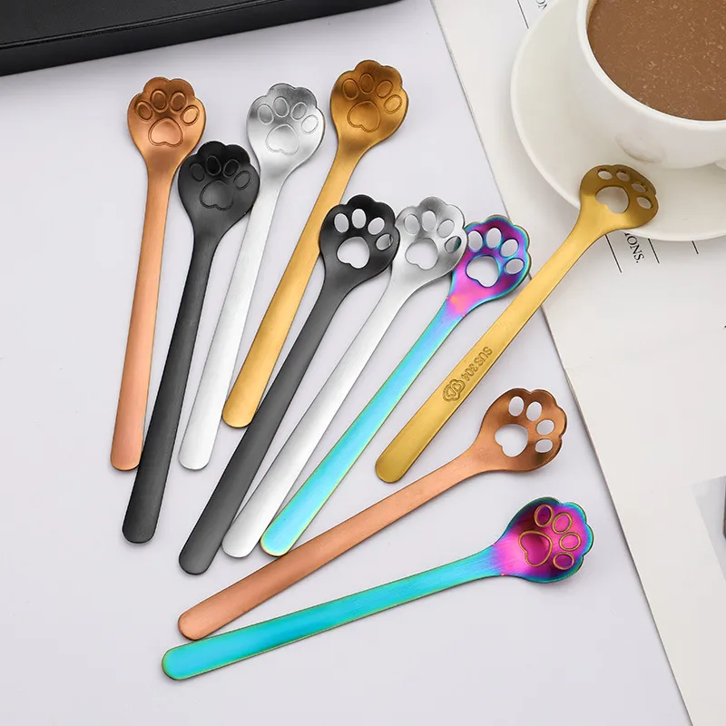 Coffee Spoon Dessert Spoons 5.9Inch Cute Cat Claws Stainless Steel ...