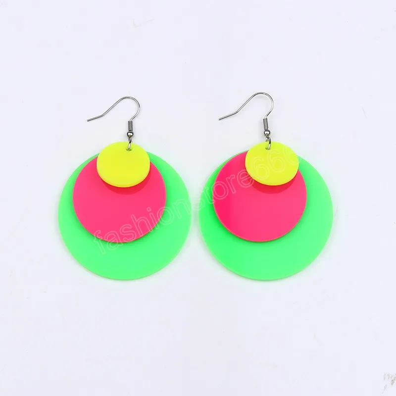 Big Colorful Earrings: Acrylic Round Drop Earrings For Women ...