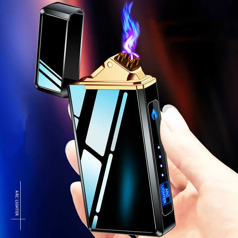 USB Lighter Mens Gift Windproof Flameless Electric Touch Induction Arc ...